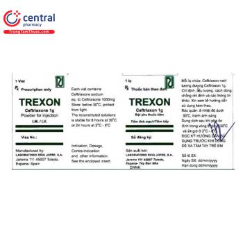 [CHÍNH HÃNG] Thuốc Trexon 1g - thuốc tiêm điều trị nhiễm khuẩn