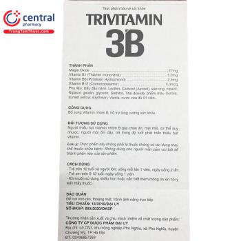 TriVitamin 3B Đại Uy - Bổ sung vitamin B, nâng cao sức khỏe miễn dịch