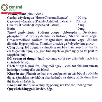 Thuốc UBB Healthy Vascular Tab - Tăng sức bền thành mạch, co búi trĩ