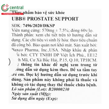 Thuốc UBB Prostate Support - Giảm nguy cơ phì đại tuyến tiền liệt