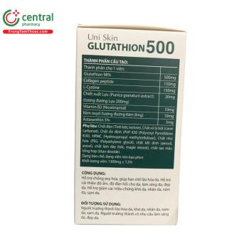 Uni Skin Glutathion 500 - Hỗ trợ chống oxy hóa, ngăn ngừa lão hóa da