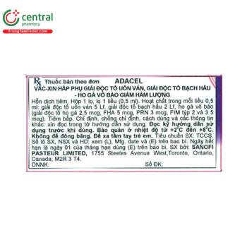 Vaccine Adacel phòng bệnh uốn ván, bạch hầu và ho gà cho người từ 4 đến ...