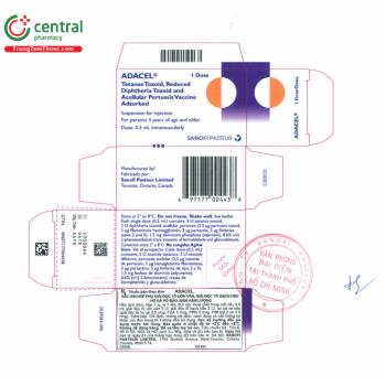 Vaccine Adacel phòng bệnh uốn ván, bạch hầu và ho gà cho người từ 4 đến ...