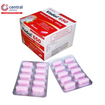 Thuốc Vadol 650 (Viên nén bao phim) giúp hạ sốt, giảm đau nhẹ và vừa