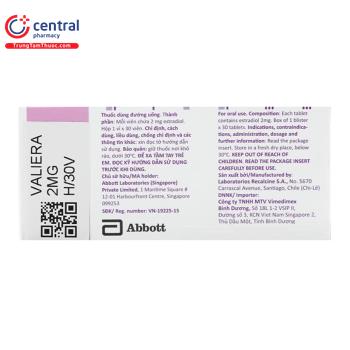 Thuốc Valiera 2mg: Tác dụng, liều dùng, chống chỉ định