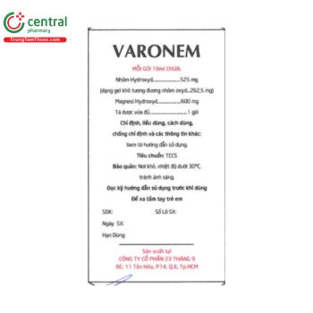 Thuốc Varonem điều trị viêm loét dạ dày, trào ngược dạ dày thực quản