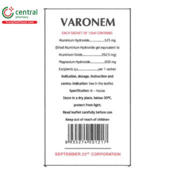 Thuốc Varonem điều trị viêm loét dạ dày, trào ngược dạ dày thực quản