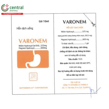 Thuốc Varonem điều trị viêm loét dạ dày, trào ngược dạ dày thực quản