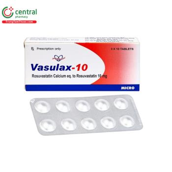 Thuốc Vasulax-10 (Rosuvastatin 10mg) giúp điều trị rối loạn lipid máu
