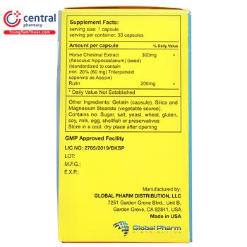 Thuốc Venocap Global Pharm giảm suy giãn tĩnh mạch, bảo vệ thành mạch