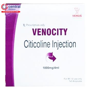 Thuốc Venocity 1000mg/4ml chứa Citicoline điều trị tai biến mạch máu não