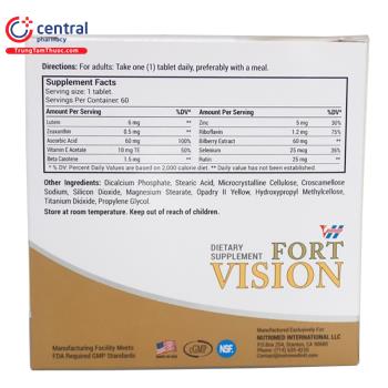 Thuốc VH Fort Vision bổ sung dưỡng chất giúp sáng mắt, tăng tầm nhìn