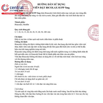 [CHÍNH HÃNG] BICOLAX SUPP 5mg - Sản phẩm điều trị táo bón