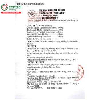 Thuốc viên nang Tràng vị Lộc Hà - Thiên Lương: Tác dụng và liều dùng