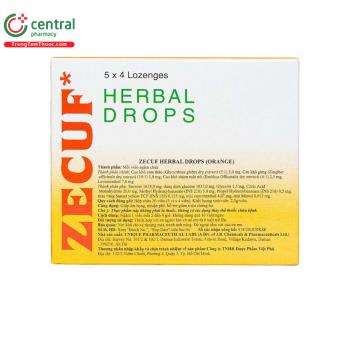 Thuốc Zecuf Herbal Drops (hương cam) - Viên ngậm ấm họng, giảm ho
