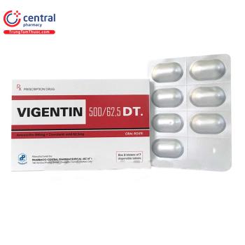 Thuốc Vigentin 500/62,5 DT. - kháng sinh điều trị nhiễm khuẩn
