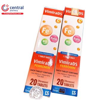 Thuốc viên sủi VimiraDS Ferromin hỗ trợ điều trị thiếu máu, thiếu sắt