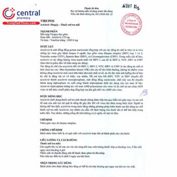 Thuốc Virupos 30 mg/g: điều trị bệnh Zona hiệu quả
