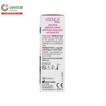 Thuốc nhỏ mắt Visionlux Plus Novax - Dưỡng ẩm, bôi trơn nhãn cầu
