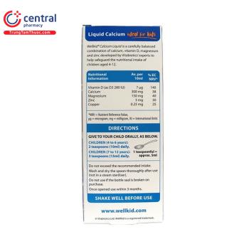 Thuốc Vitabiotics wellkid Calcium Liquid tăng chiều cao, xương chắc khoẻ