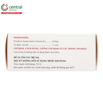 Thuốc Vitamin B6 250mg Mekophar - Bổ sung vitamin B6, phòng ngừa co giật