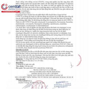 Thuốc Vixam 75mg chứa Clopidogrel 75mg dự phòng huyết khối động mạch