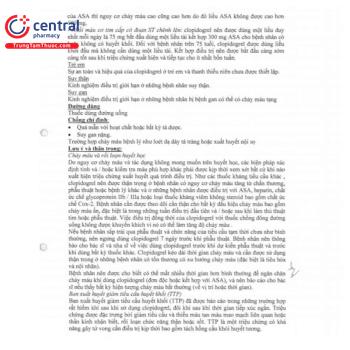 Thuốc Vixam 75mg chứa Clopidogrel 75mg dự phòng huyết khối động mạch