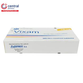 Thuốc Vixam 75mg chứa Clopidogrel 75mg dự phòng huyết khối động mạch