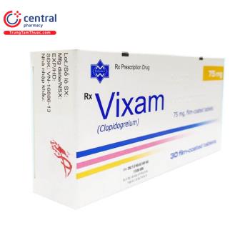 Thuốc Vixam 75mg chứa Clopidogrel 75mg dự phòng huyết khối động mạch