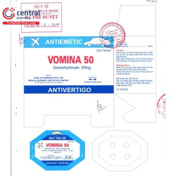 Thuốc Vomina 50 chống say tàu xe, buồn nôn và nôn sau phẫu thuật