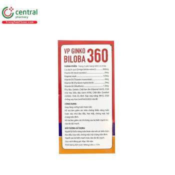 Thuốc VP Ginko Biloba 360 tăng cường tuần hoàn máu não, giảm chóng mặt