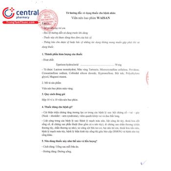 [CHÍNH HÃNG] Thuốc Waisan 50mg điều trị tăng trương lực cơ