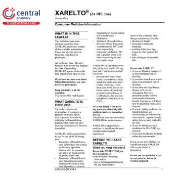 Thuốc Xarelto 20mg (Rivaroxaban) điều trị tái phát tắc mạch máu