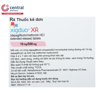 [CHÍNH HÃNG] Thuốc Xigduo XR 10mg/500mg điều trị tiểu đường