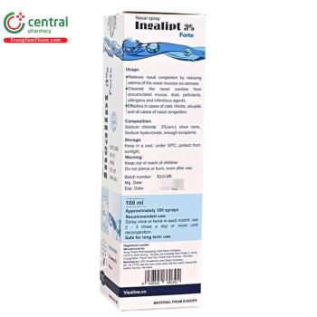 Xịt mũi Ingalipt 3% Forte ngăn ngừa nghẹt mũi, sung huyết, giảm phù nề