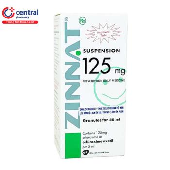 Thuốc Zinnat Suspension 125mg/5ml điều trị viêm phổi, viêm phế quản