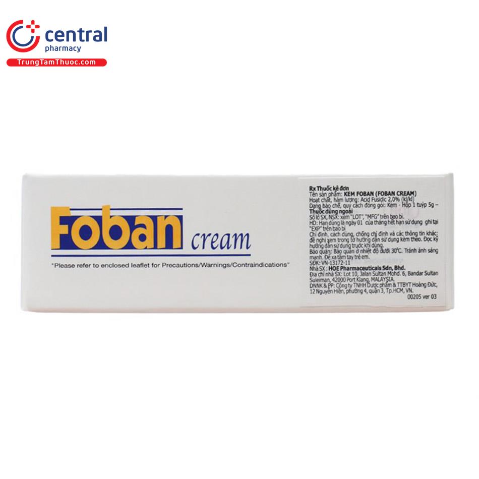 [CHÍNH HÃNG] Thuốc Foban Cream 5g trị chốc, viêm nang lông