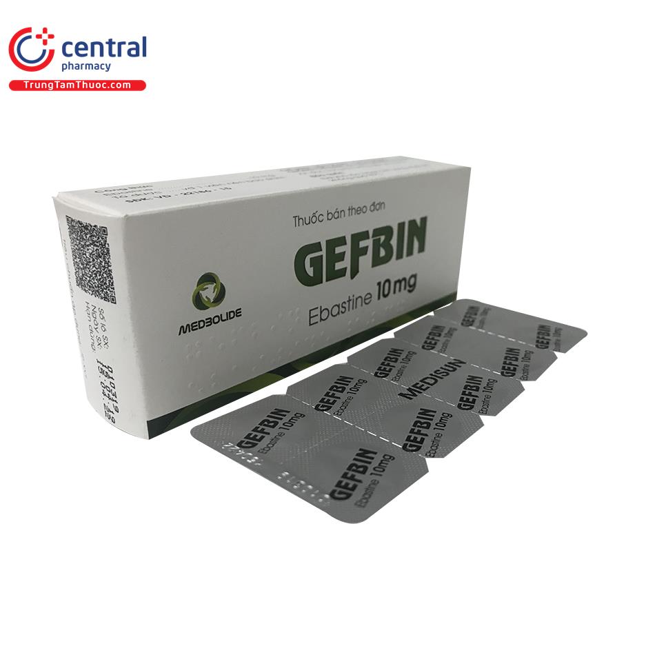 Thuốc Gefbin (Ebastin 10mg) thuốc trị viêm mũi dị ứng, nổi mày đay
