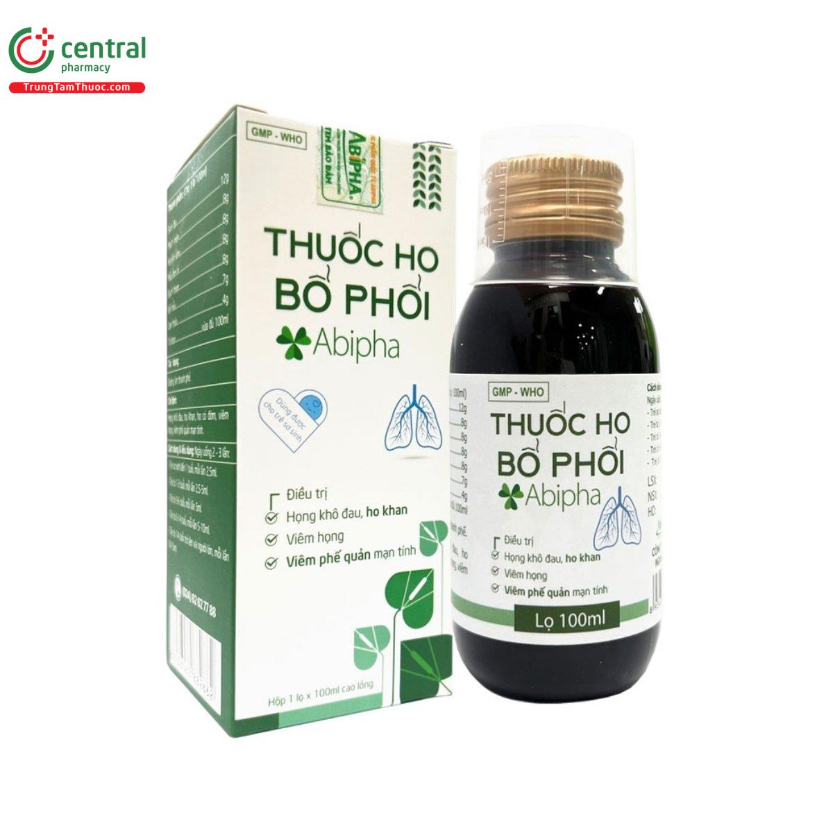 Thuốc ho bổ phổi Abipha - Điều trị họng khô đau, ho khan, viêm họng