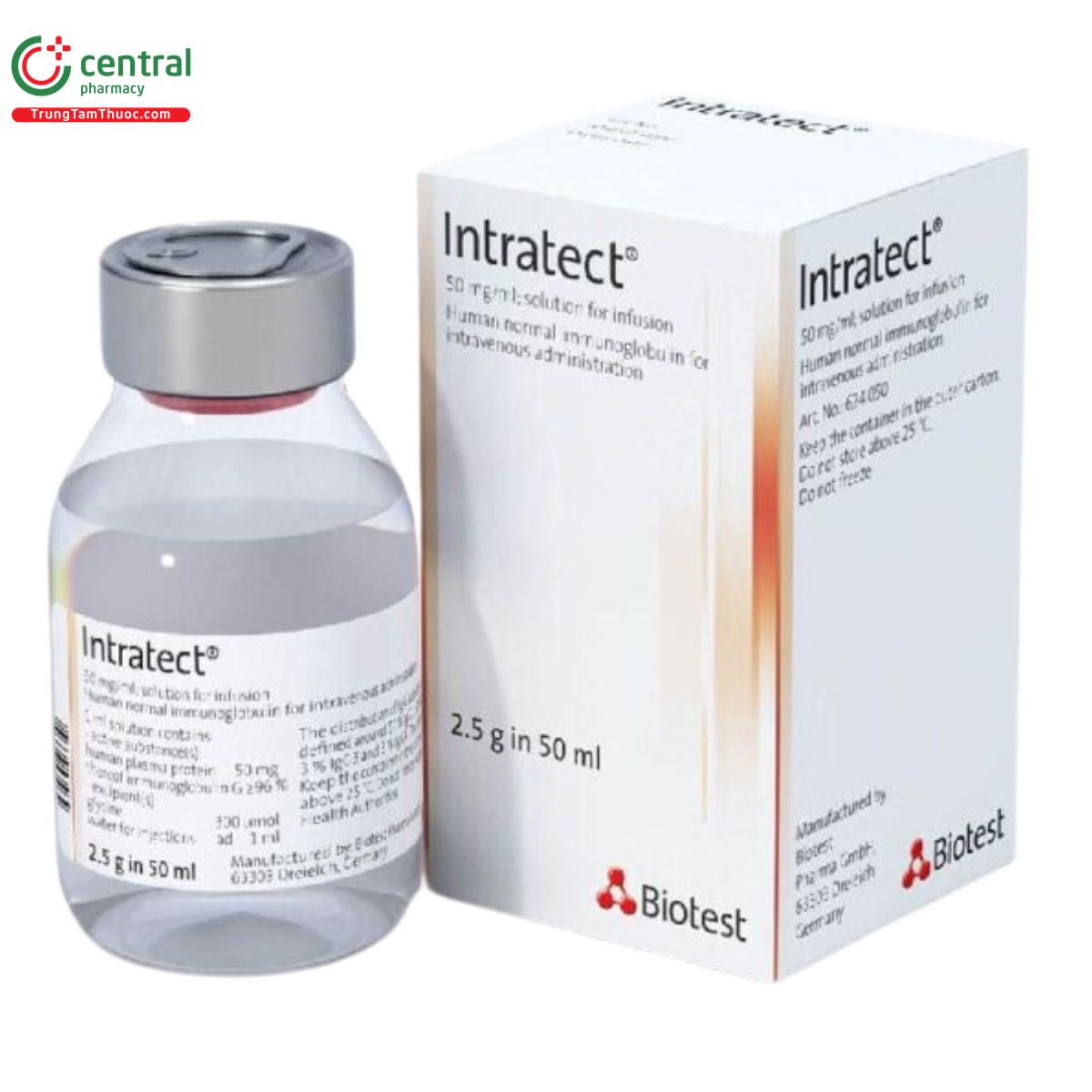Thuốc Intratect 2.5g/50ml trị suy giảm miễn dịch nguyên phát, thứ phát