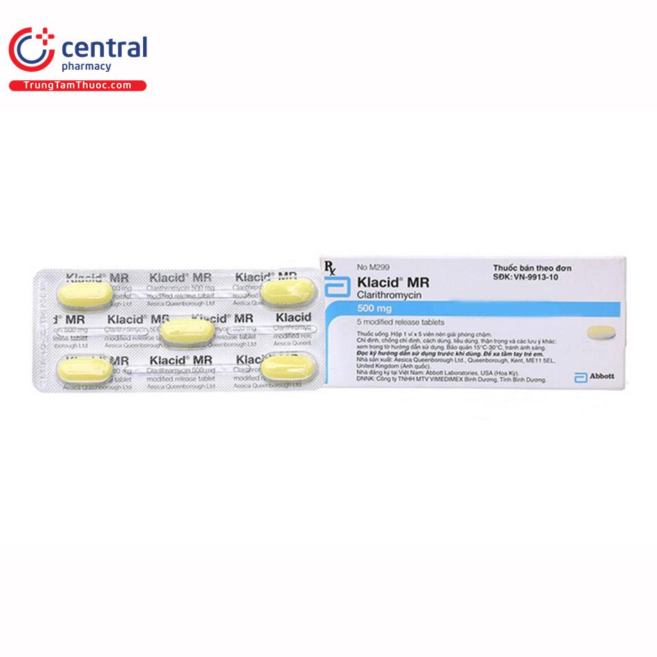 Thuốc Klacid MR 500mg điều trị viêm họng, viêm phổi nhanh chóng