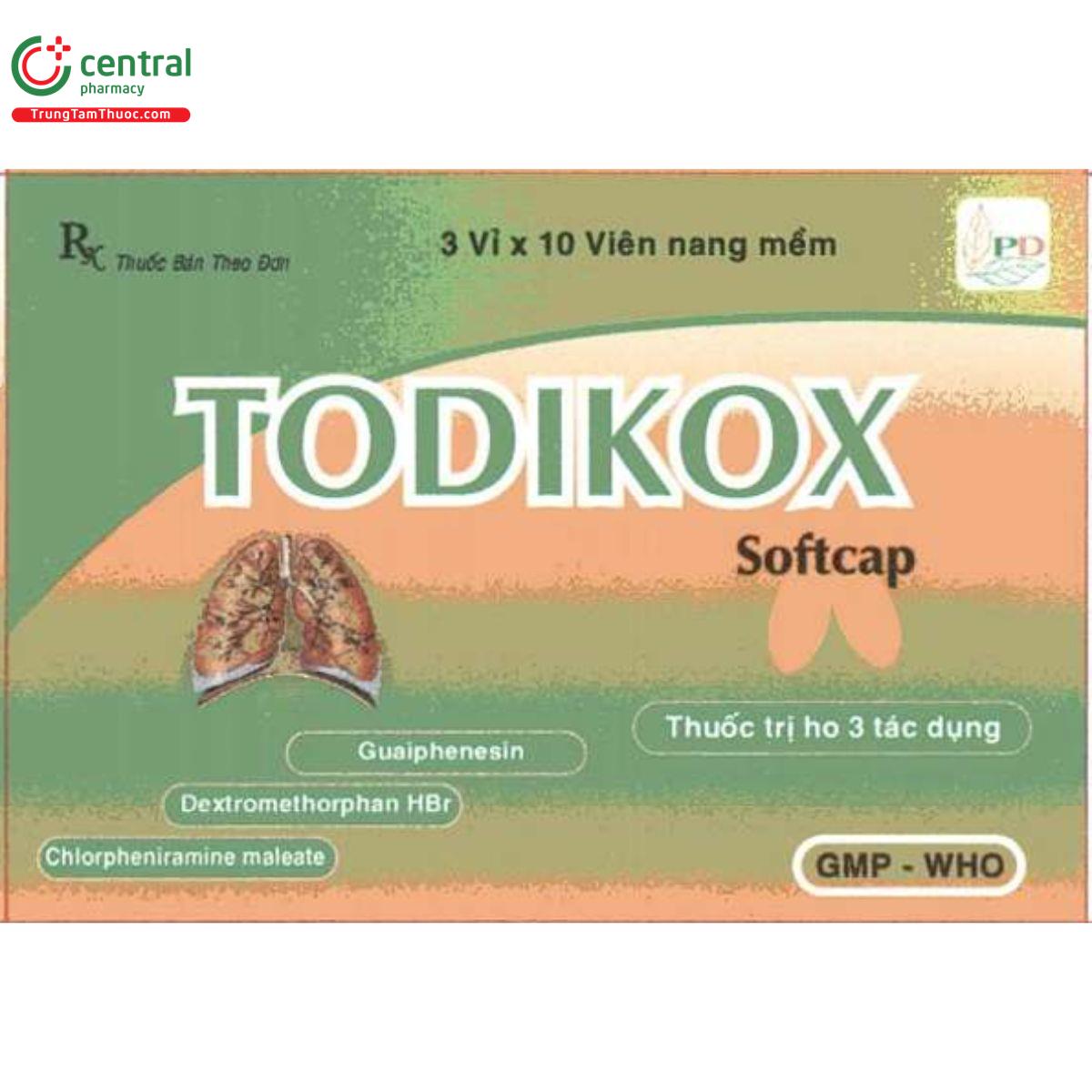 Thuốc Todikox Softcap - giảm các triệu chứng ho do cảm lạnh, cúm