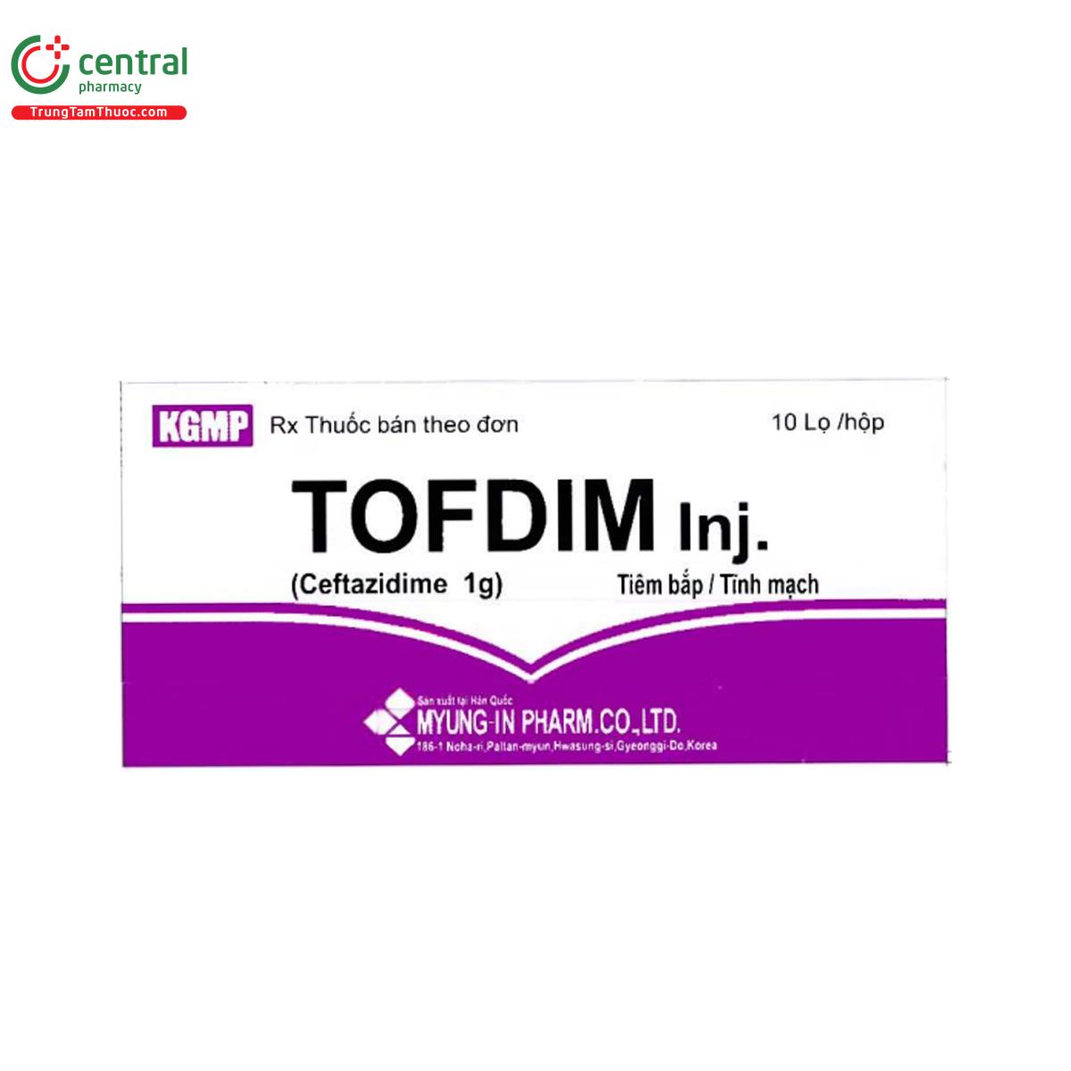 Thuốc Tofdim Inj 1g - Điều trị nhiễm khuẩn vi khuẩn nhạy cảm gây ra