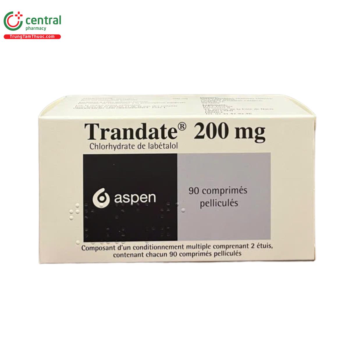 [CHÍNH HÃNG] Thuốc Trandate 200mg (hộp 90 viên) - Thuốc hạ huyết áp