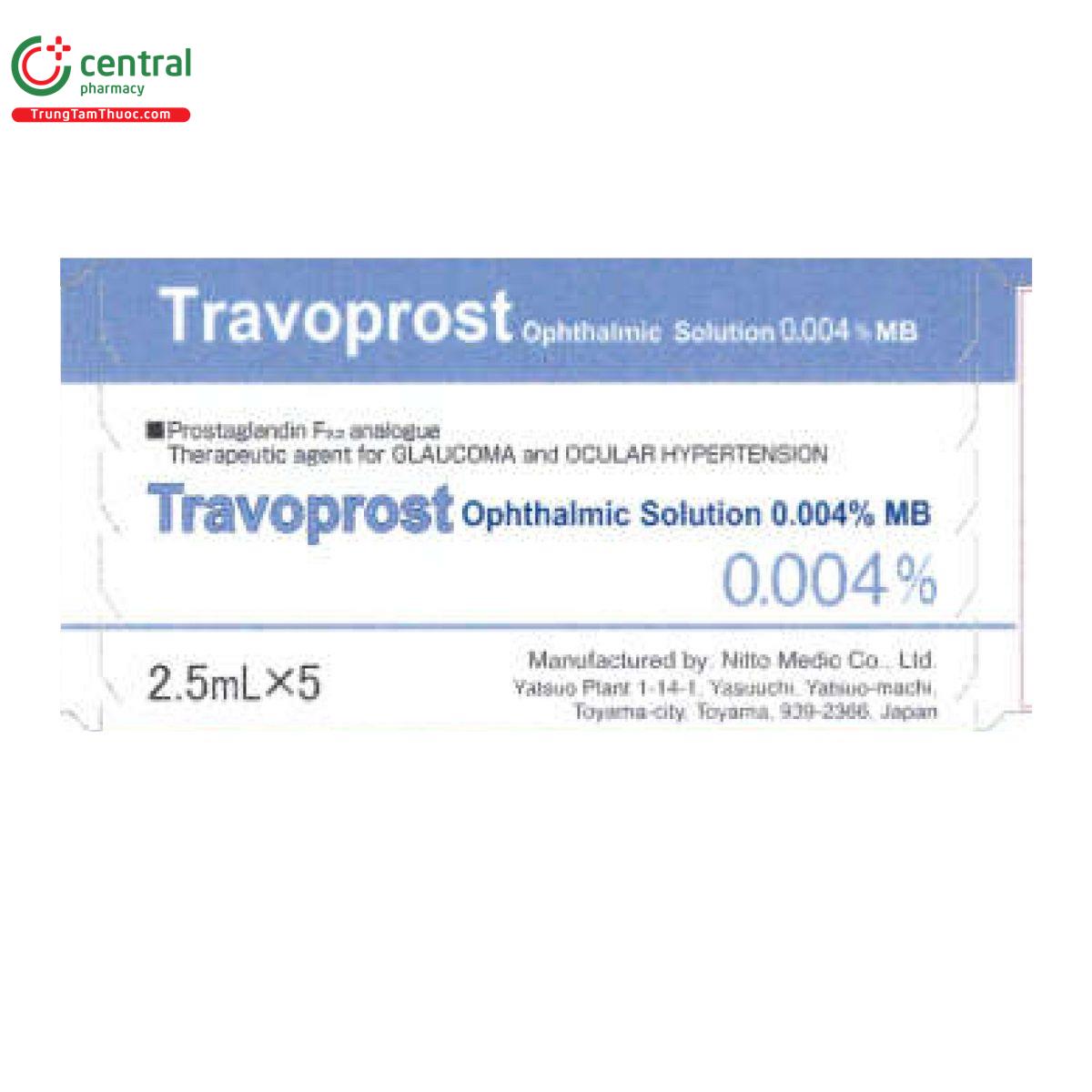 Thuốc Travoprost Ophthalmic Solution 0.004% MB điều trị tăng nhãn áp góc mở