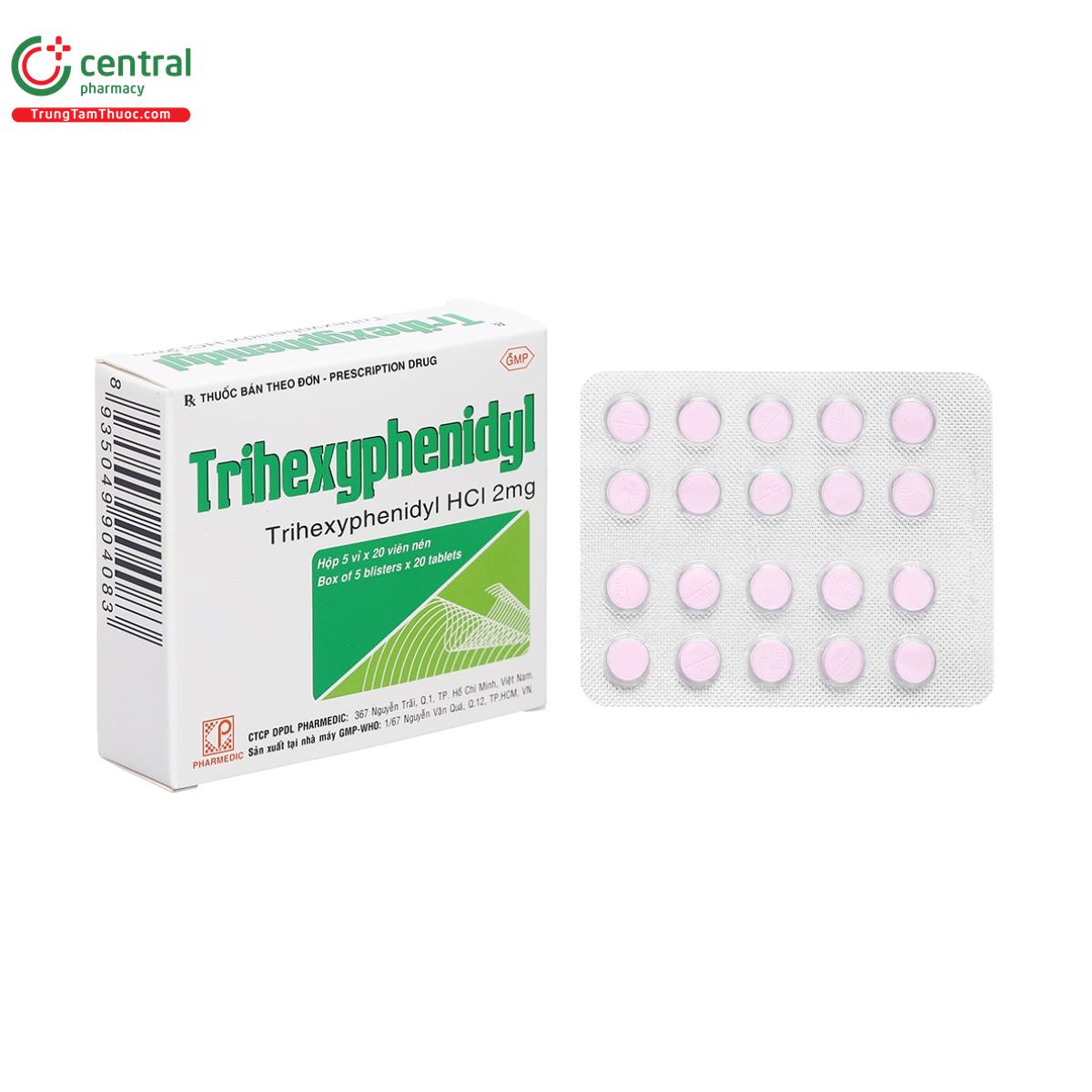 Thuốc Trihexyphenidyl 2mg Pharmedic phụ trợ trong điều trị Parkinson