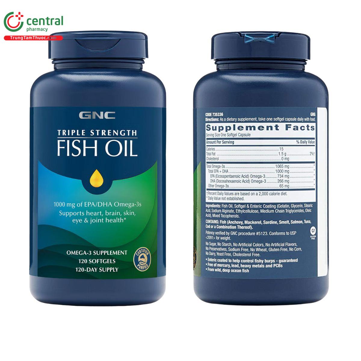 Triple Strength Fish Oil GNC hỗ trợ trong việc tăng cường sức khỏe tim mạch