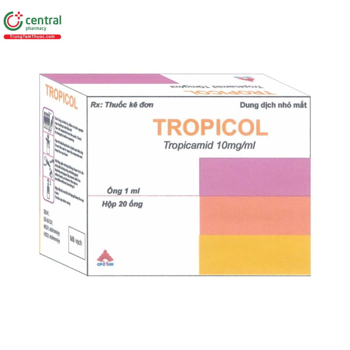 Thuốc Tropicol 10mg/ml CPC1 Hà Nội - Làm giãn đồng tử và liệt cơ mi