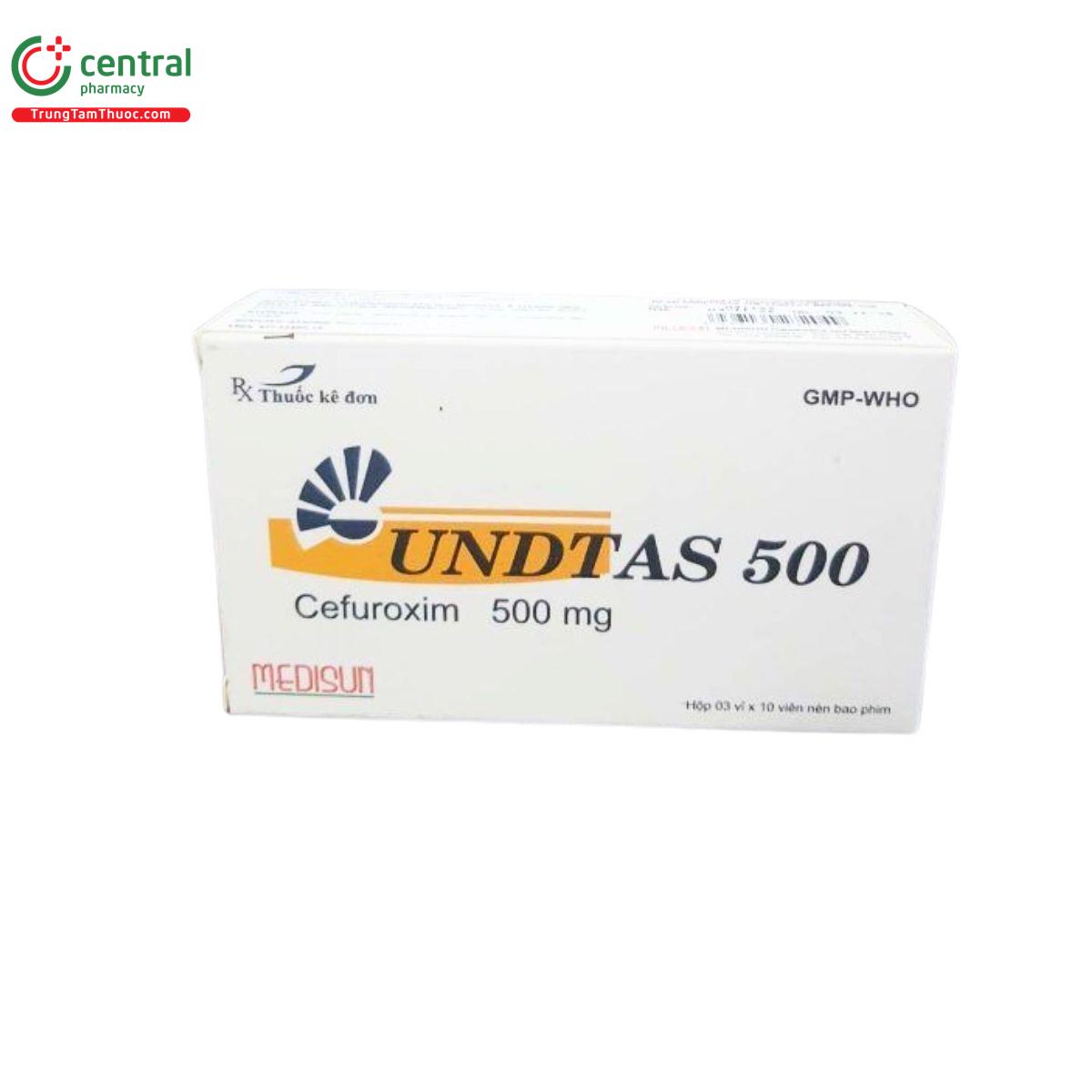 Thuốc Undtas 500 - Kháng sinh điều trị nhiễm khuẩn hô hấp và tiết niệu