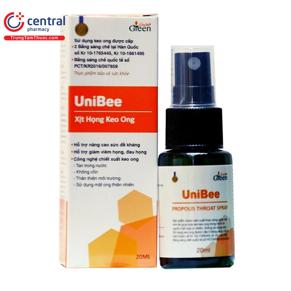Xịt họng keo ong Unibee không lo viêm họng, đau họng